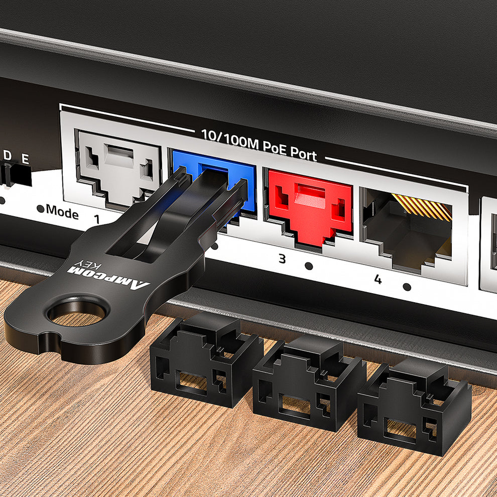 AMPCOM RJ45 Port Lock, Anti-Theft Plug with Key, Triple Locking ...