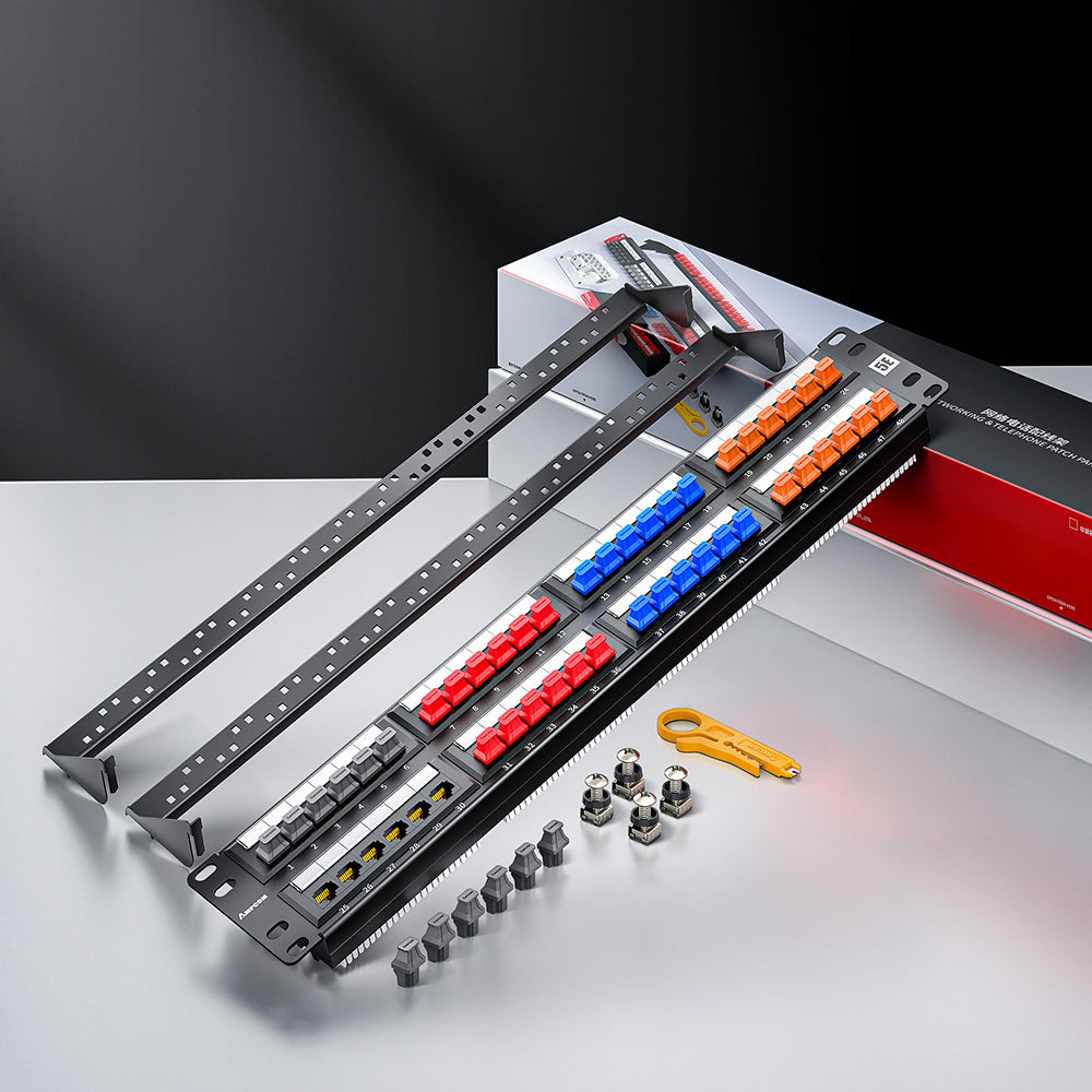AMPCOM Economy 2U 48-Port Unshielded Patch Panel - 19-inch Rack Mount ...
