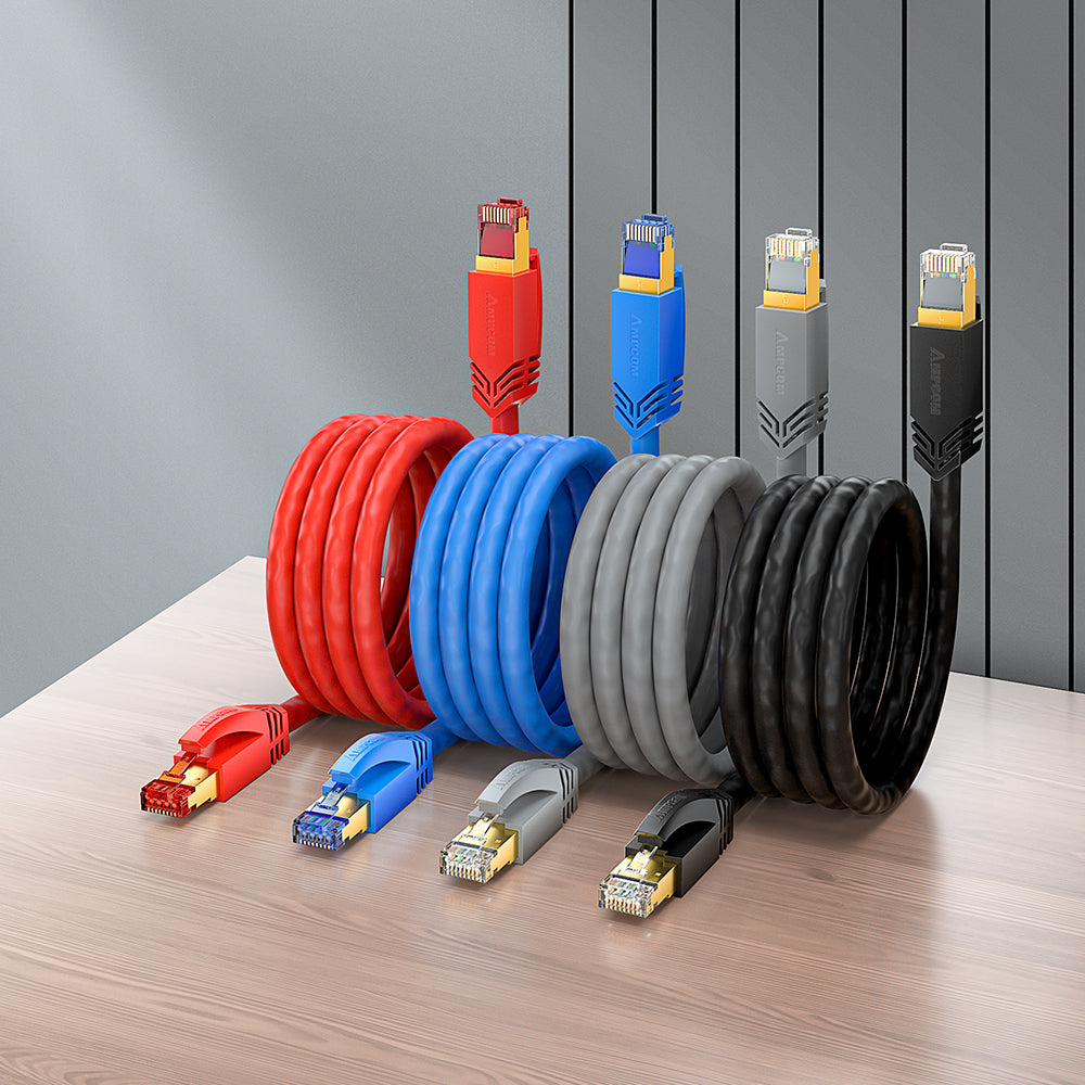 AMPCOM Cat6a 10Gbps Shielded Network Patch Cable LSZH, FLUKE Tested ...