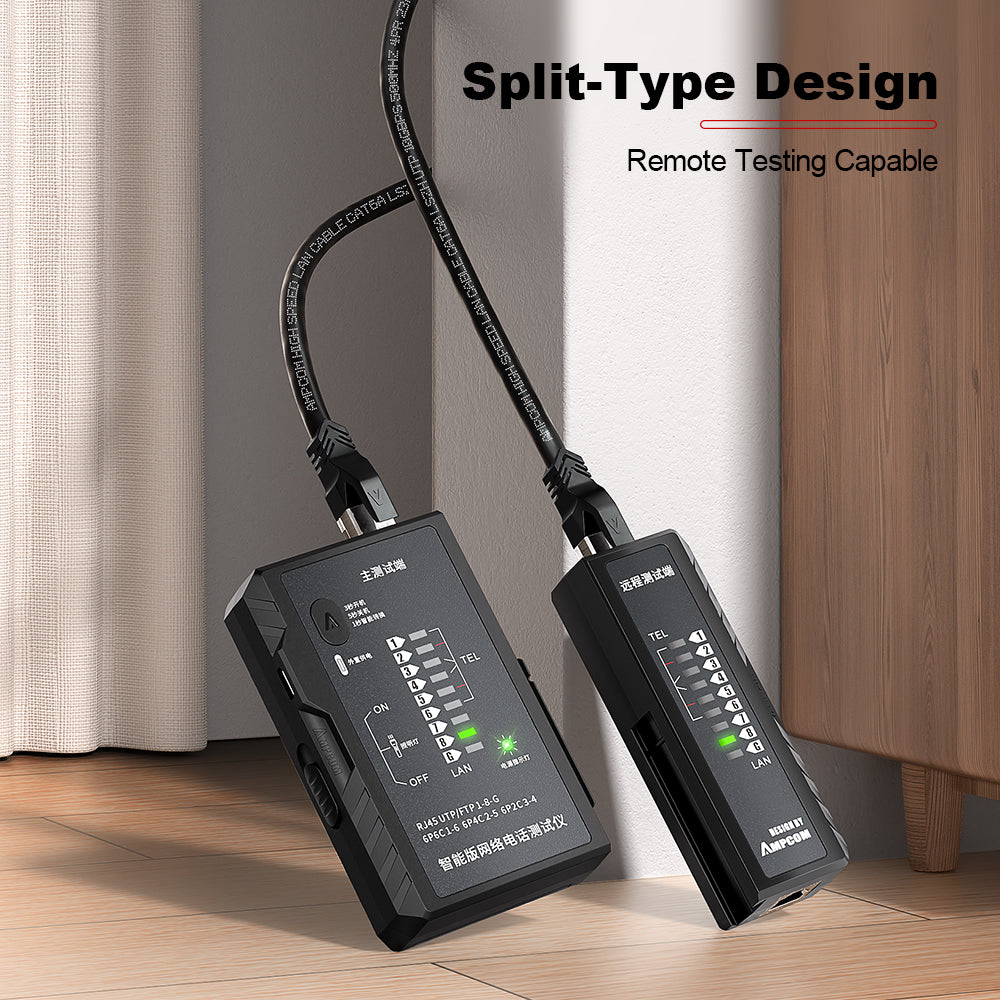 AMPCOM Network Cable Tester for RJ45 Ethernet & RJ11 Telephone Line Te