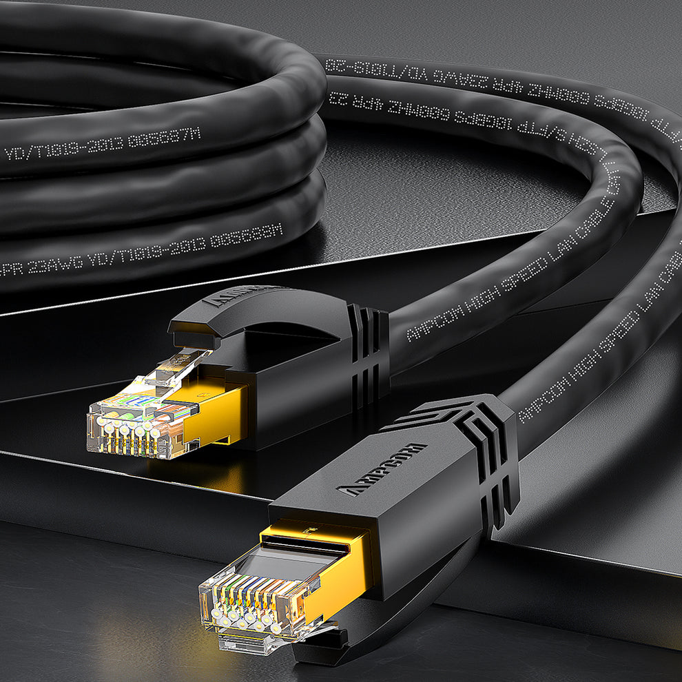 AMPCOM Cat7 10Gbps Shielded Ethernet Patch Cable LSZH, FLUKE Tested ...