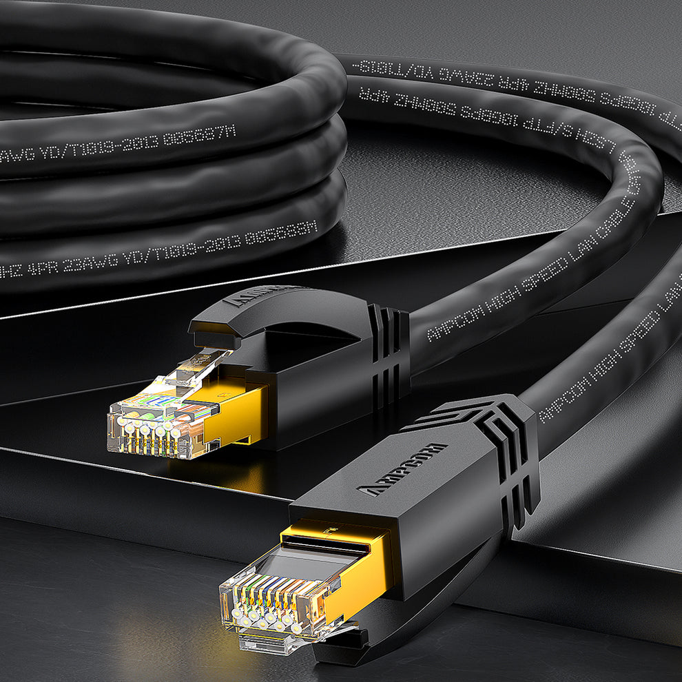 AMPCOM Cat6a 10Gbps Shielded Network Patch Cable LSZH, FLUKE Tested ...