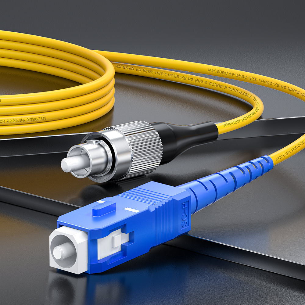 AMPCOM Fiber Patch Cable, 1 Fiber, SC Simplex to FC Simplex, Single ...