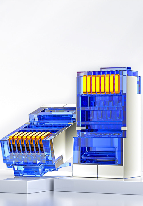 AMPCOM RJ45 Connectors - UTP/STP, Shielded, Gold/Nickel Plated, Tool-Less