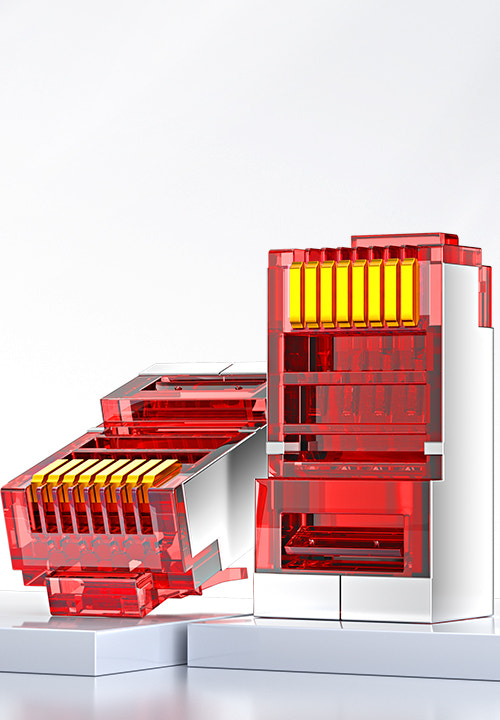 AMPCOM RJ45 Connectors - UTP/STP, Shielded, Gold/Nickel Plated, Tool-Less